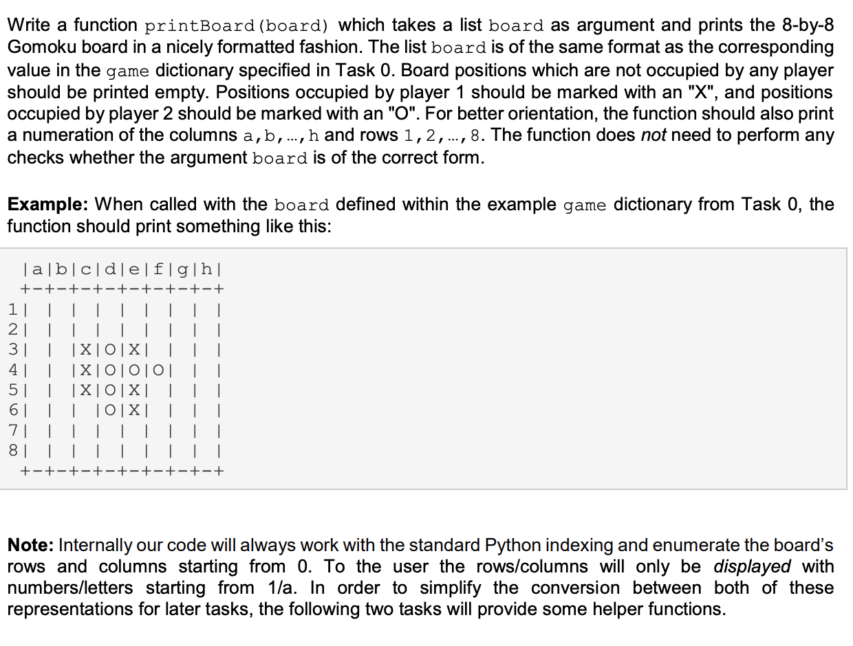 Solved Write a function printBoard (board) which takes a | Chegg.com