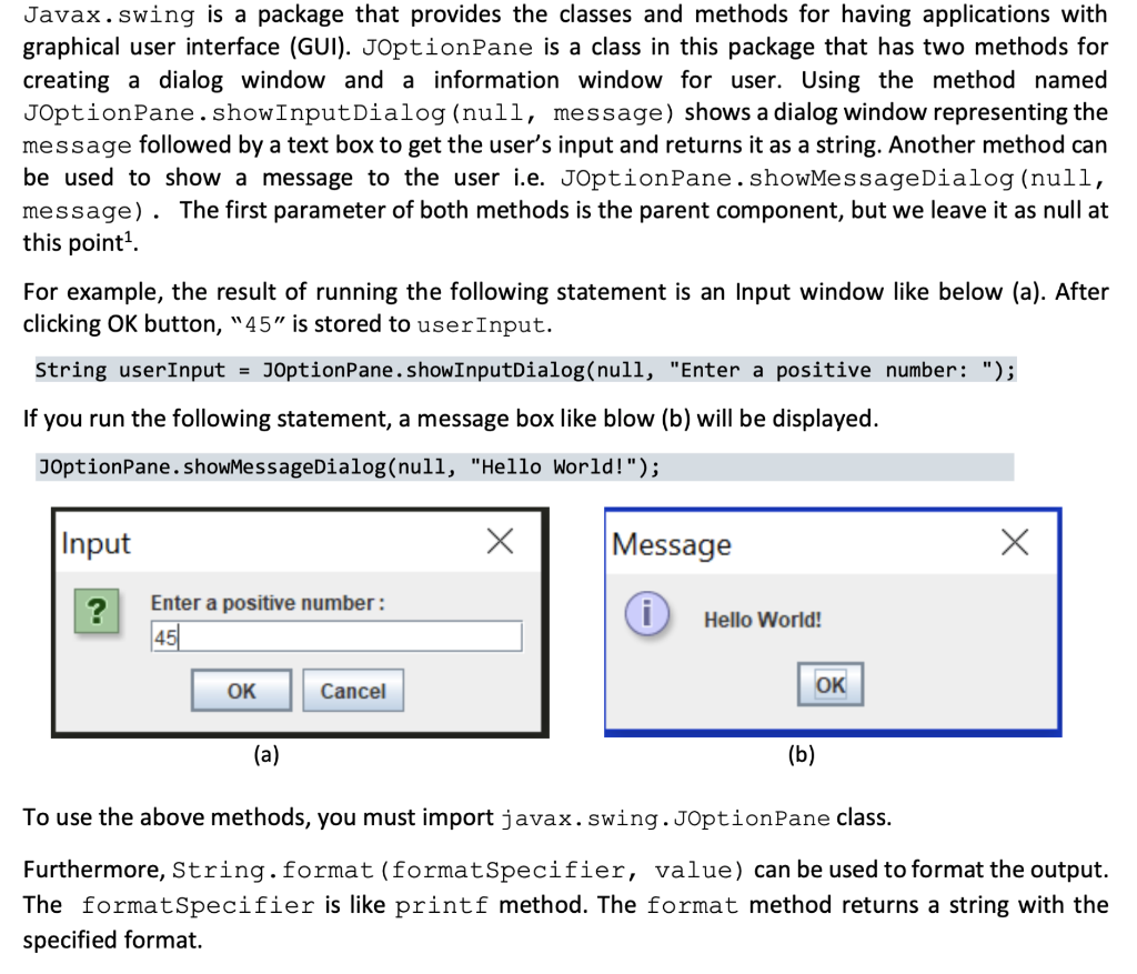 Solved Javax.swing is a package that provides the classes | Chegg.com