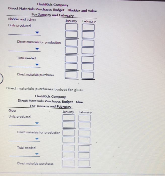 Solved Direct Materials Purchases Budget FlashKick Company | Chegg.com