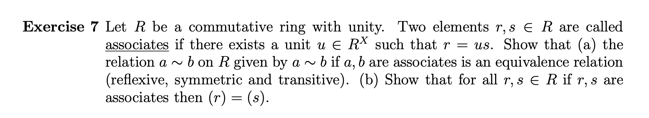 Solved Exercise 7 Let R be a commutative ring with unity. | Chegg.com