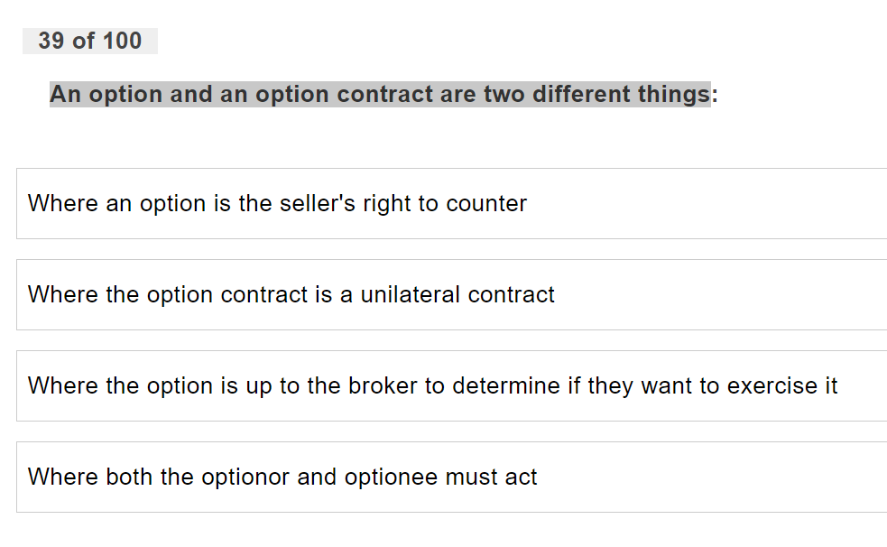 Solved An option and an option contract are two different | Chegg.com