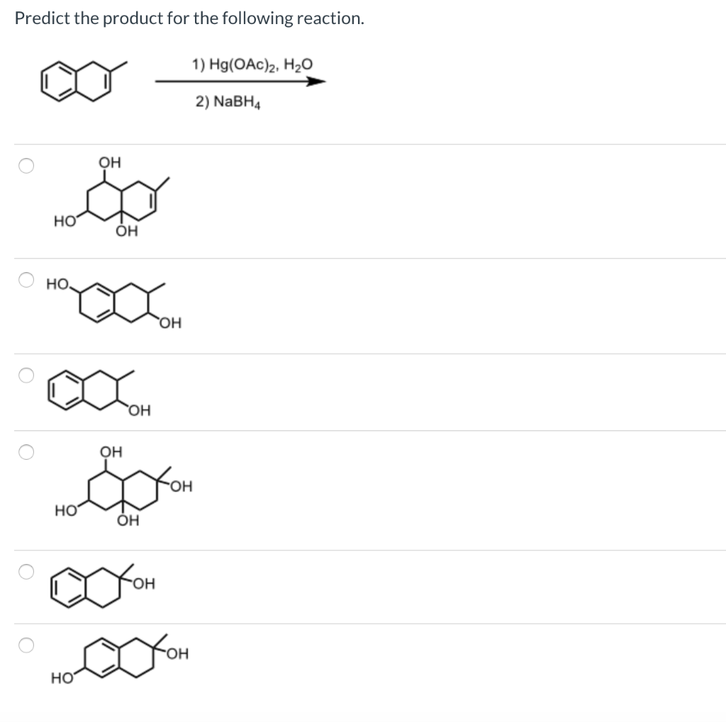 Solved Predict the product for the following reaction. 1) | Chegg.com