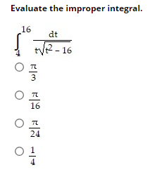 Solved Evaluate the improper integral. | Chegg.com