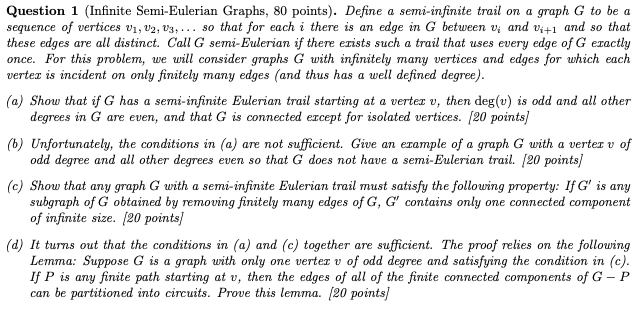 Solved Question 1 (Infinite Semi-Eulerian Graphs, 80 | Chegg.com