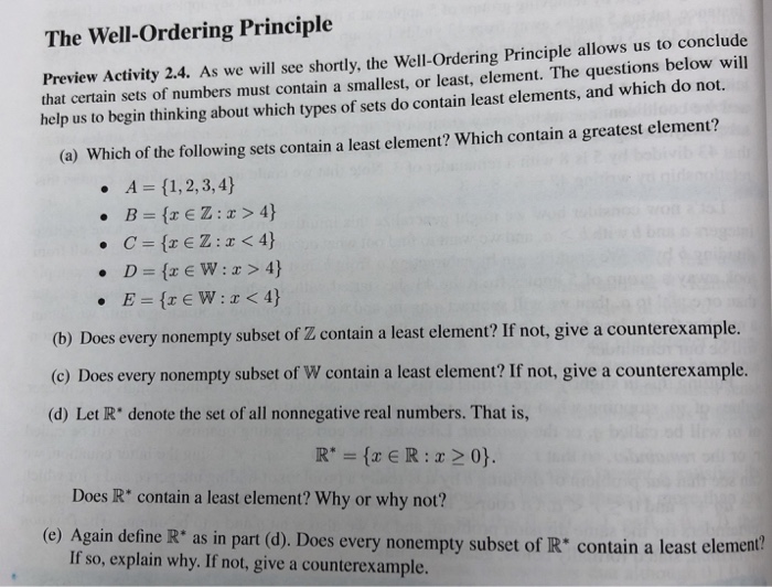 Solved The Well-Ordering Principle Preview Activity 2.4. As | Chegg.com