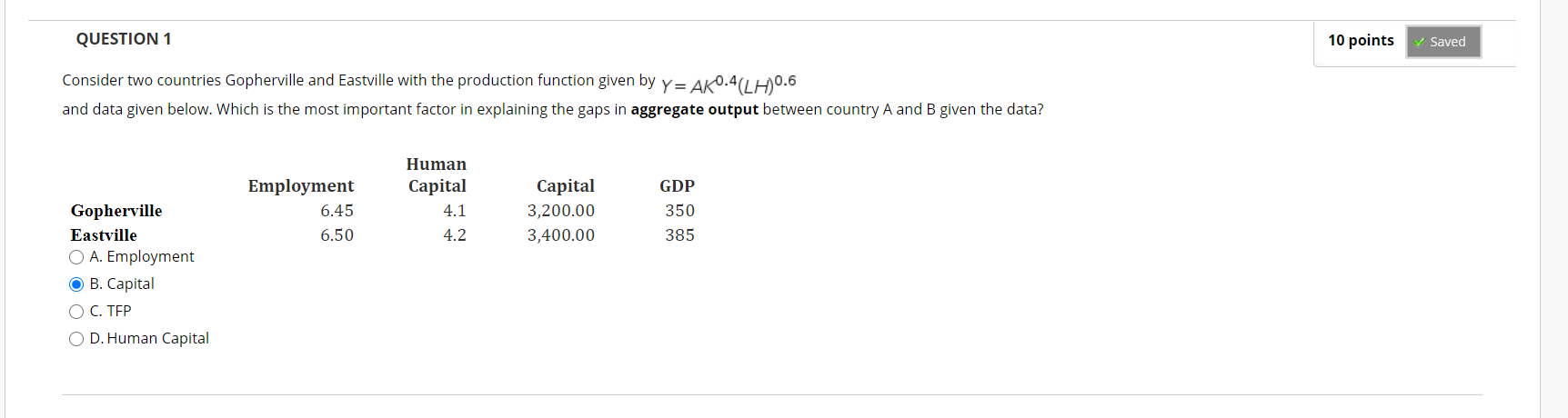 Solved QUESTION 1 10 points Saved Consider two countries | Chegg.com