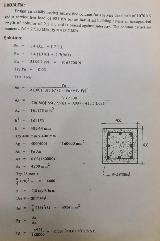 Solved Using the data in the sample problem of Axially | Chegg.com
