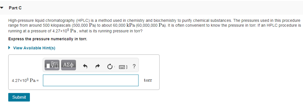 Solved Part A Convert 1.10 atm of pressure to its equivalent | Chegg.com