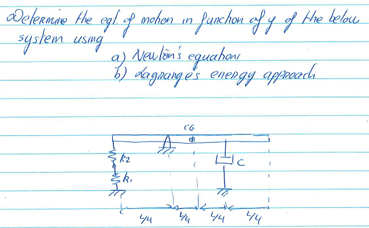 Solved Delermine the egl. of motion in function of y of the | Chegg.com