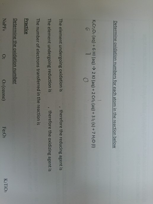 Solved Determine oxidation numbers for each atom in the | Chegg.com