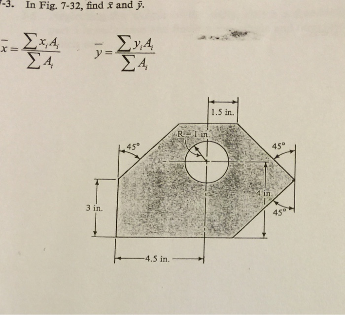 Solved Find x bar and y bar. x bar = Sigma x_i A_i/Sigma | Chegg.com