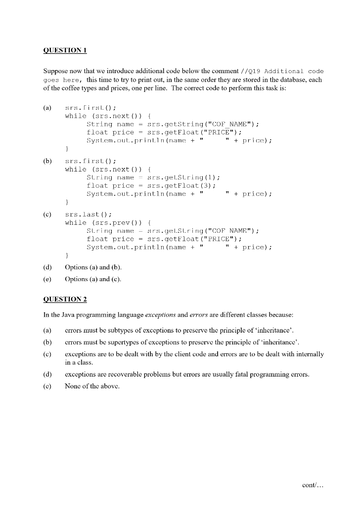 Solved Questions 18 and 19 are based on the Coffee database | Chegg.com
