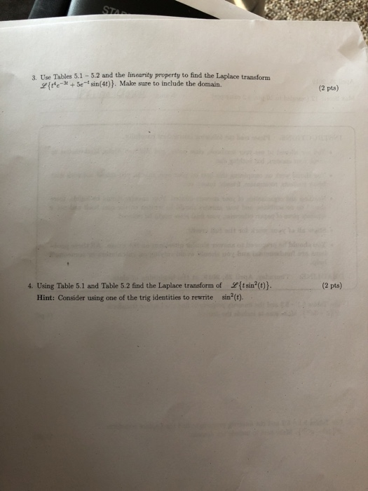 Solved 3. Use Tables 5.1-5.2 and the linearity property to | Chegg.com