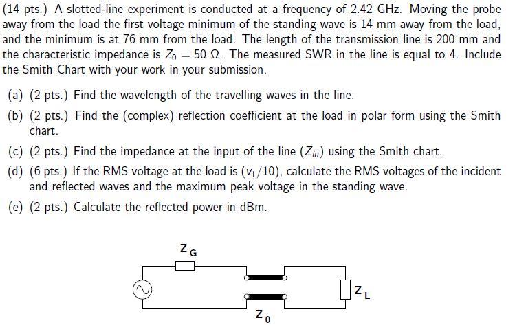 (14 pts.) A slotted-line experiment is conducted at a | Chegg.com