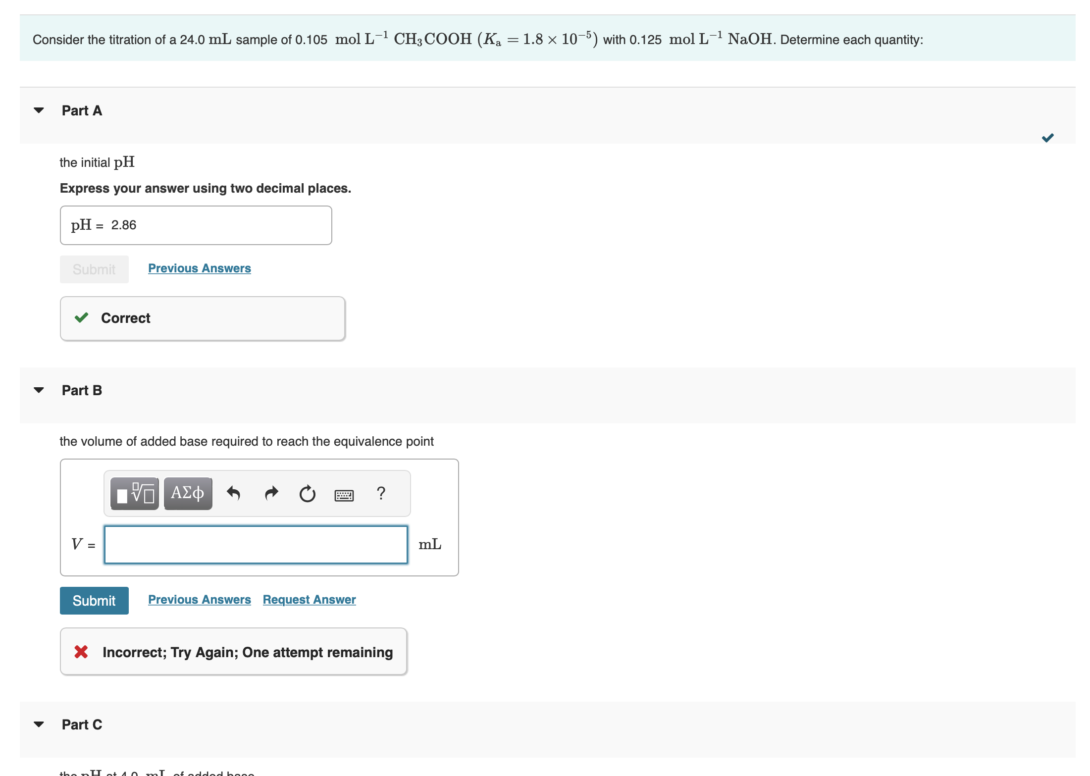 Solved Consider the titration of a 24.0mL ﻿sample of | Chegg.com