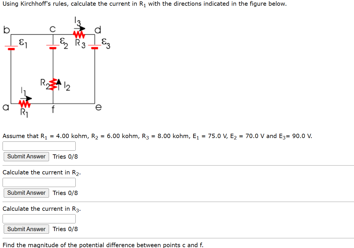 Solved Using Kirchhoff's rules, calculate the current in R1 | Chegg.com