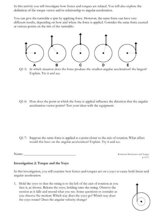 Solved 1 of 11 Name PRELAB: ROTATIONAL KINEMATICS AND TORQUE | Chegg.com