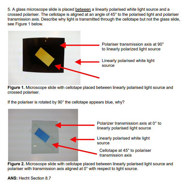 Solved 5. A glass microscope slide is placed between a | Chegg.com