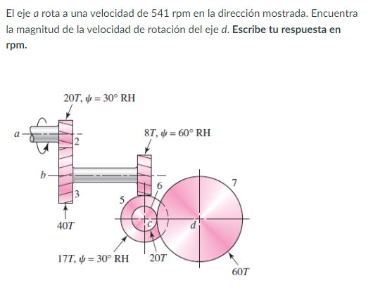 Solved Shaft a rotates at a speed of 541 rpm in the | Chegg.com