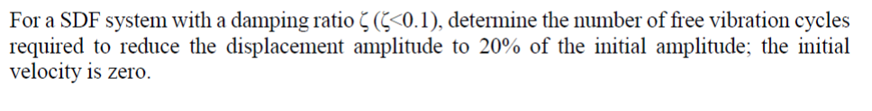 Solved For a SDF system with a damping ratio 5 (Ç