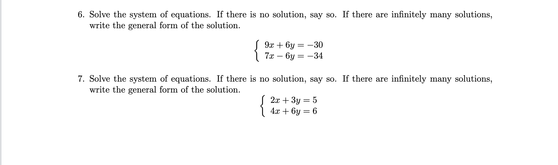 Solved 6. Solve the system of equations. If there is no | Chegg.com