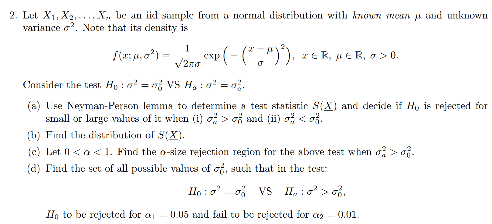 Solved 2 2. Let X1, X2, ..., Xn be an iid sample from a | Chegg.com