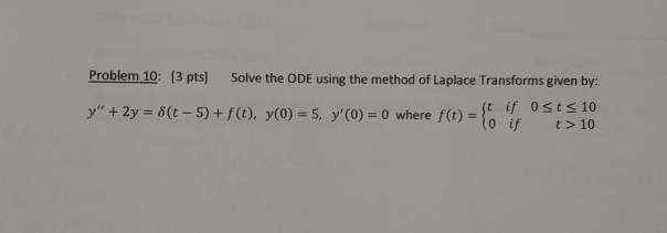 Solved Problem 10: (3 pts] Solve the ODE using the method of | Chegg.com
