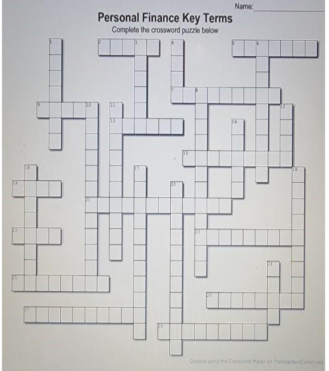 Solved Personal Finance Key Terms Complete the crossword | Chegg.com