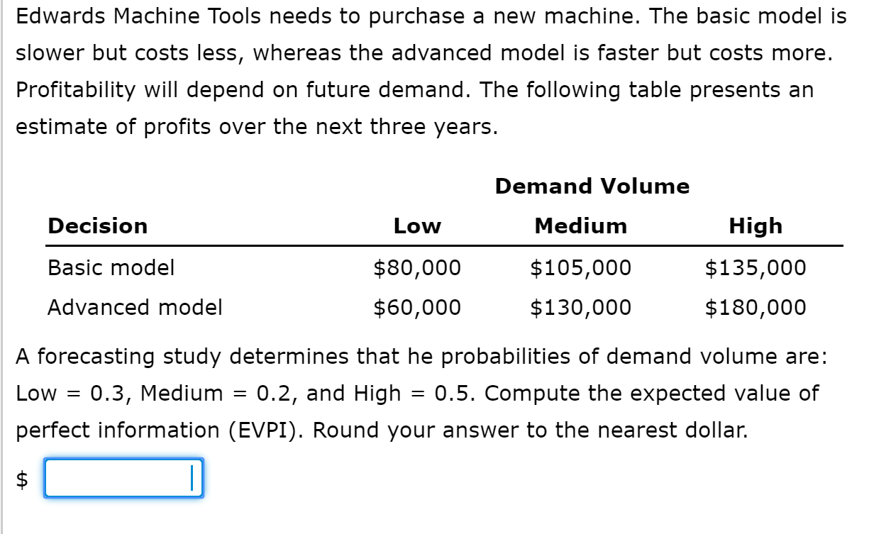 Solved Edwards Machine Tools needs to purchase a new | Chegg.com