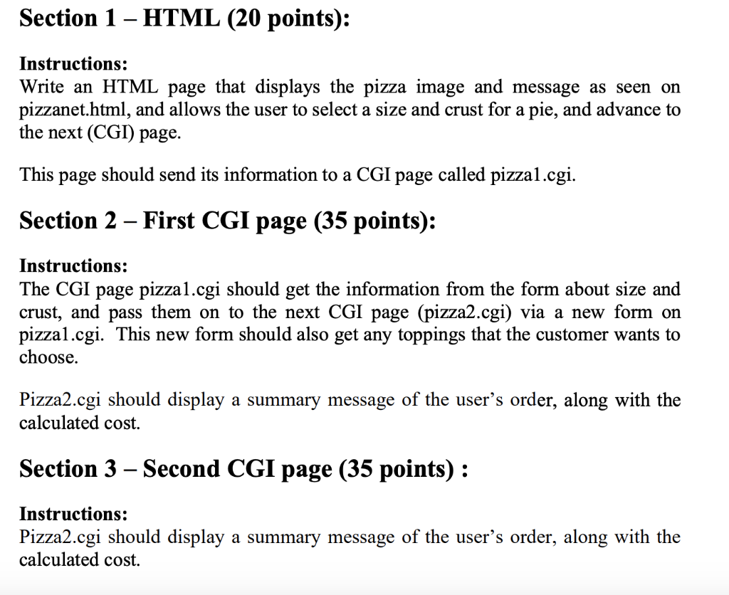 Section 1 - HTML (20 points): Instructions: Write an | Chegg.com