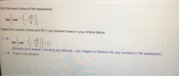 Solved Find the exact value of the expression. cos[sin-1[2] | Chegg.com