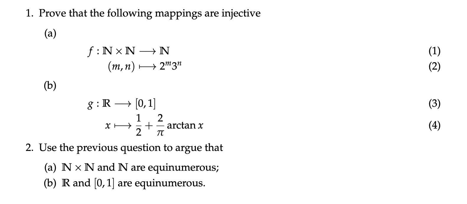Solved 1. Prove that the following mappings are injective | Chegg.com