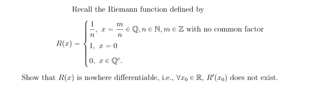 Solved Recall the Riemann function defined by | Chegg.com