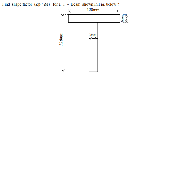 Solved Find shape factor (Zp/Ze) for a T - Beam shown in | Chegg.com