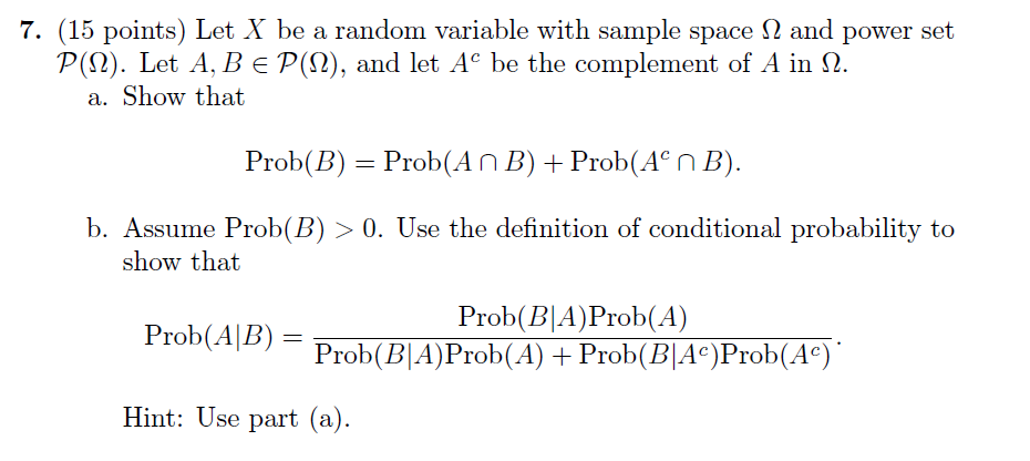 Solved 7. (15 points) Let X be a random variable with sample | Chegg.com Solved 7. (15 points) Let X be a random variable with sample | Chegg.com