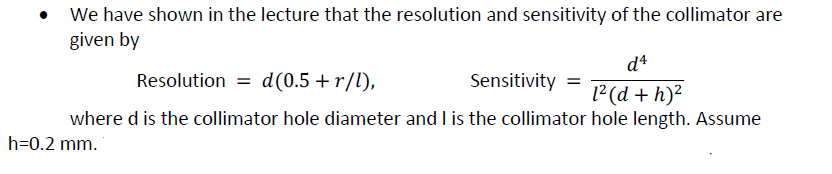 Solved Gamma Cameras Suppose you are designing a collimator | Chegg.com