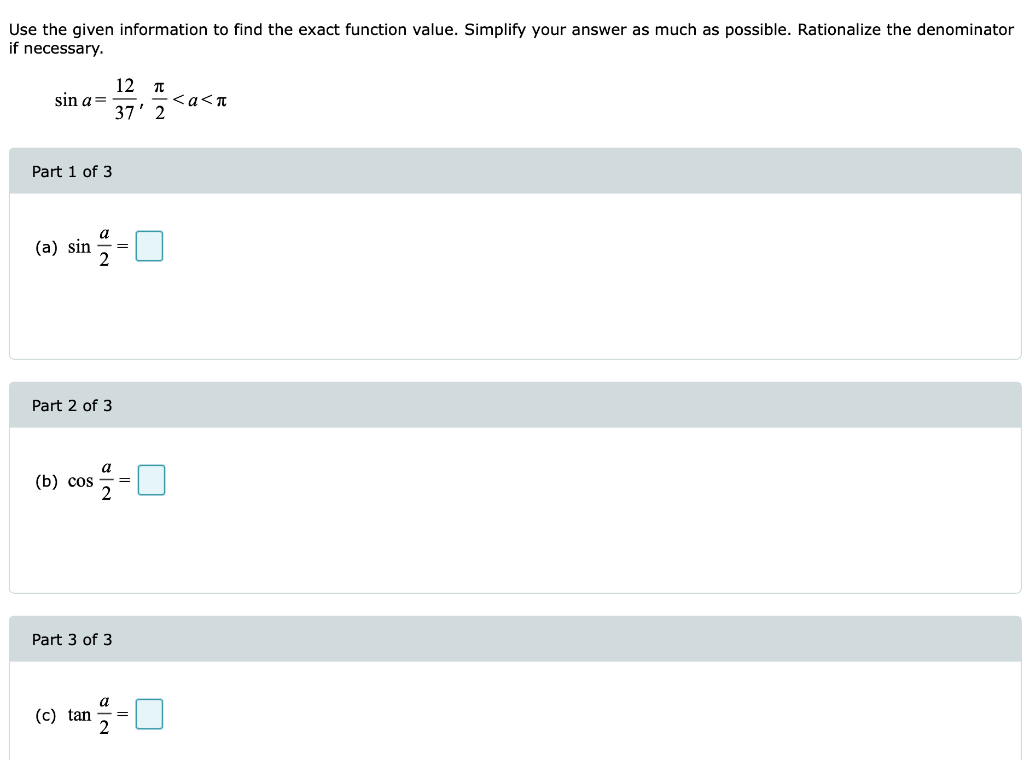 Solved Use the given information to find the exact function | Chegg.com
