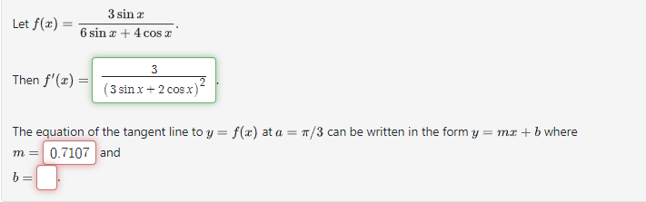 Solved Let f(x)=3sin⁡x/(6sin⁡x+4cos⁡x.) Then | Chegg.com