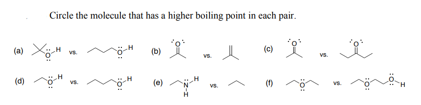 Solved Circle the molecule that has a higher boiling point | Chegg.com