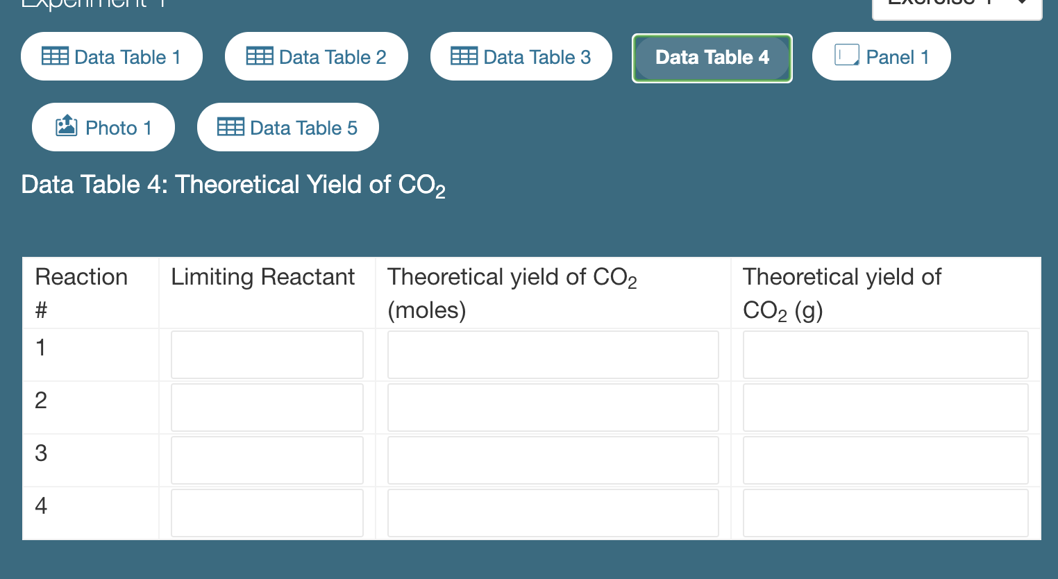 Data Table 1 Data Table 2 Data Table 3 Data Table 4 O | Chegg.com