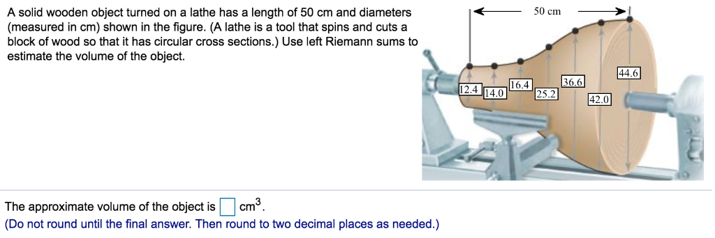 Solved 50 cm A solid wooden object turned on a lathe has a | Chegg.com