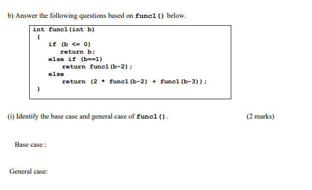 Solved b) Answer the following questions based on func1() | Chegg.com