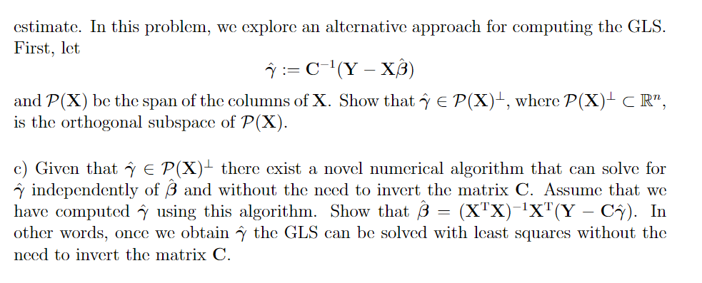 n Lk=1 (b) Show that the LS estimate of a is â = 7 = | Chegg.com