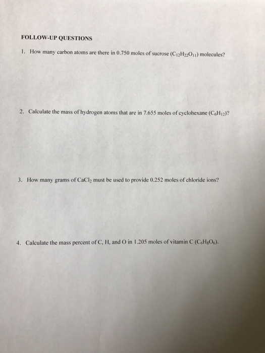 Solved Chemistry 40 Laboratory Data Sheet Experiment 7: Mole | Chegg.com