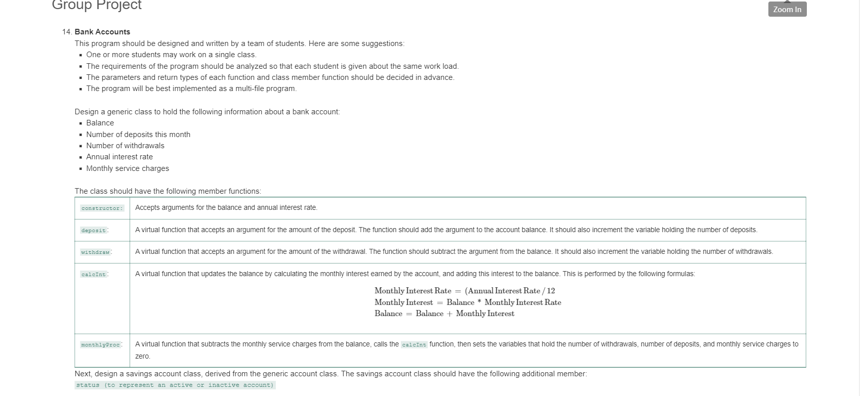 Solved C++ Please 14. Bank Accounts projects Object | Chegg.com