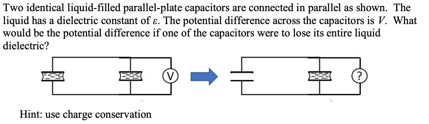 Solved Two identical liquid-filled parallel-plate capacitors | Chegg.com