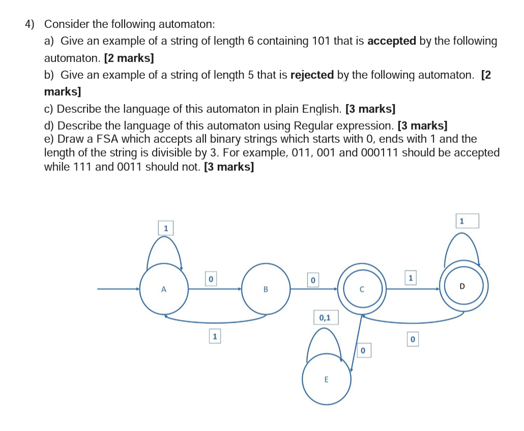 Solved 4) Consider the following automaton: a) Give an | Chegg.com