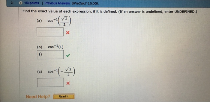 Solved 2. 1/3 points Previous Answers SPreCalc7 55.006 Find | Chegg.com Solved 2. 1/3 points Previous Answers SPreCalc7 55.006 Find | Chegg.com