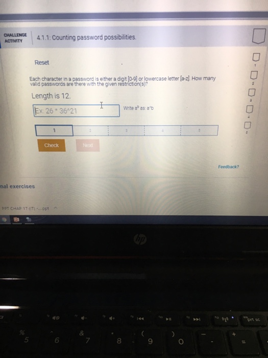 Solved possibilities ACTIVITY 4.1.1: Counting password Reset | Chegg.com