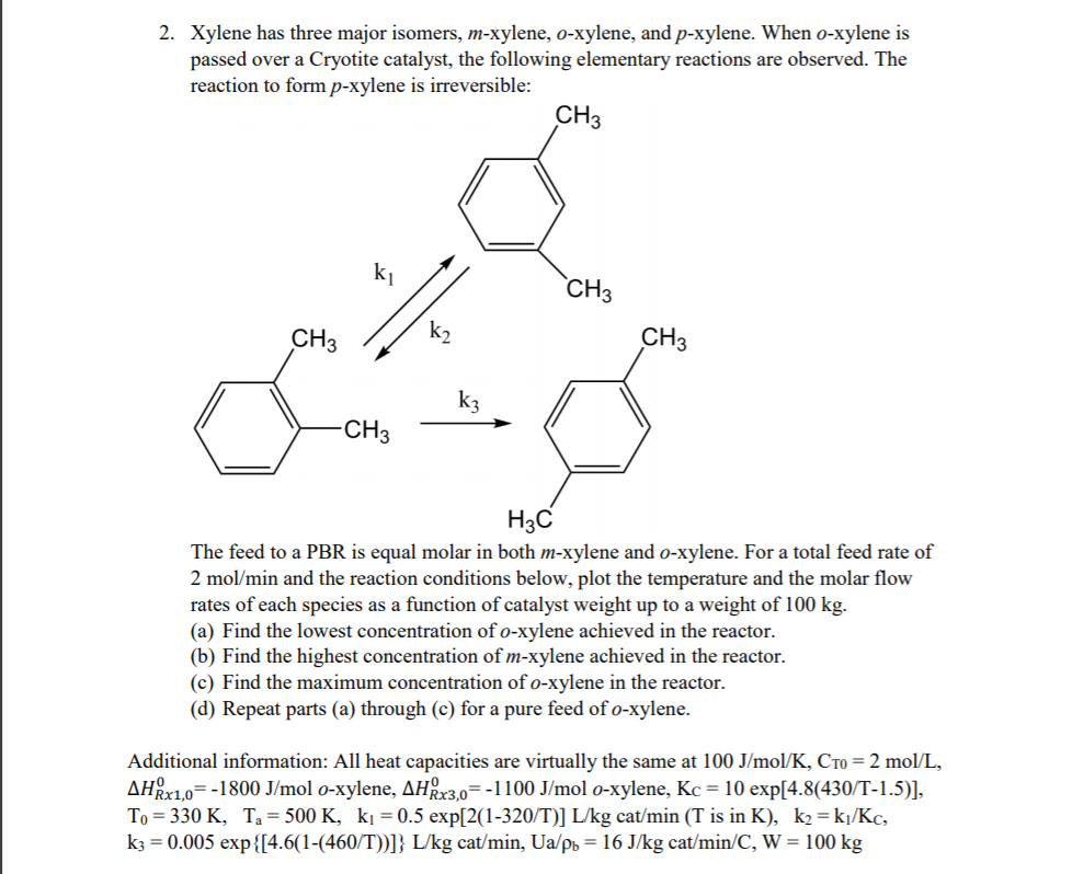 2. Xylene has three major isomers, m-xylene, | Chegg.com
